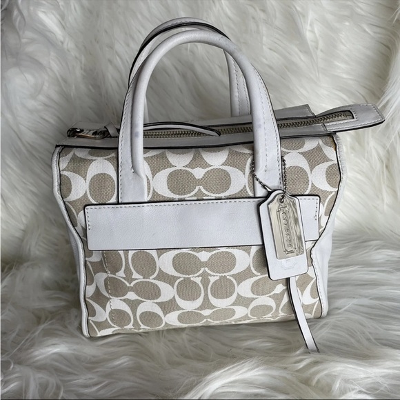 Coach | Bags | Coach Bleecker Khaki Vachetta Signature Mini Riley ...
